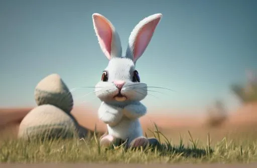 cute cartoon bunny hopping along and waving