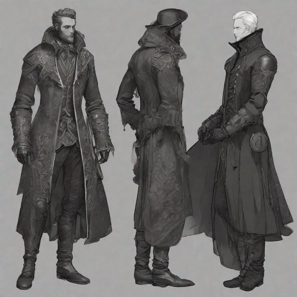 Pre-Victorian age fantasy setting commoner suit, mal...
