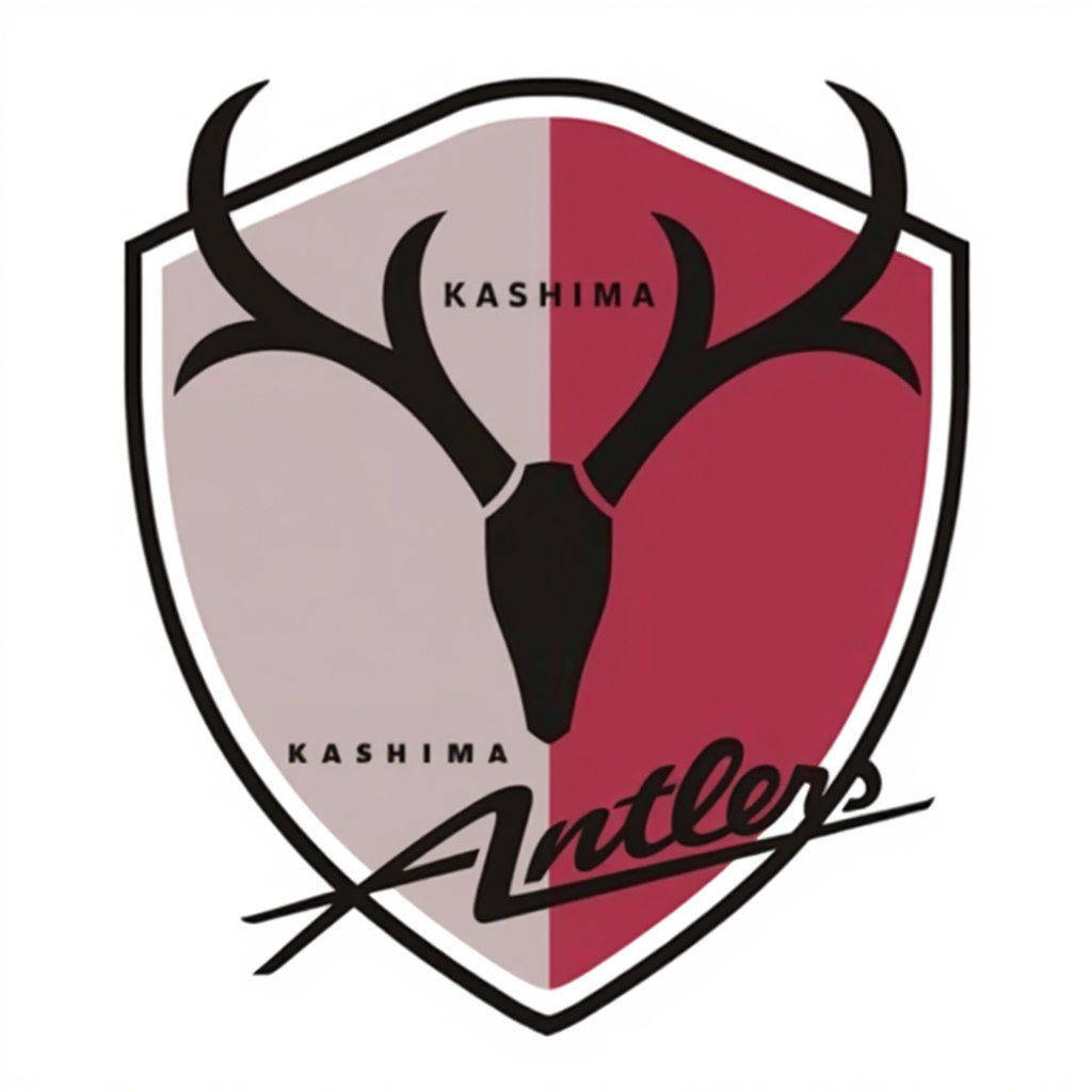 sports team logo kashima antlers deer based, dark re...
