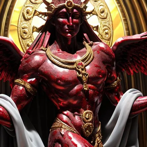 bleeding minerals, blood, red, gold, god-like figure...