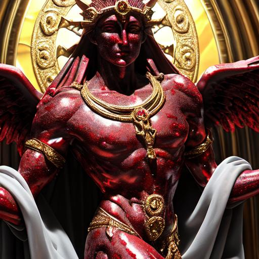 bleeding minerals, blood, red, gold, god-like figure...