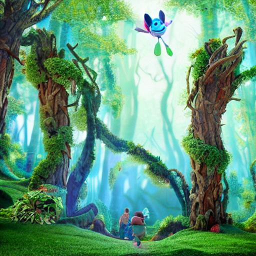 Pixar style enchanted cloud forest