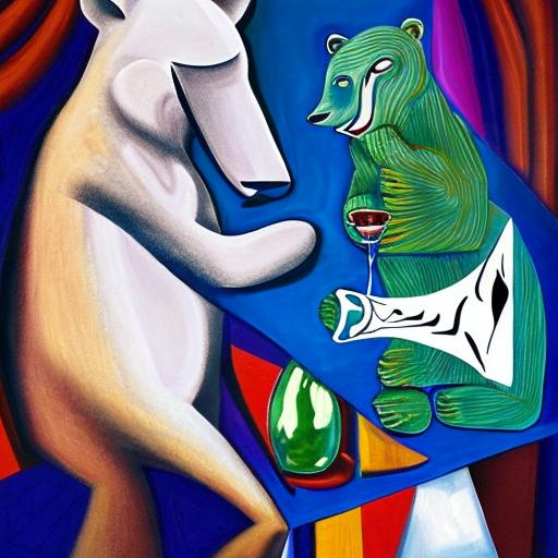 A abstract cubism realistic painting of A talking tr...