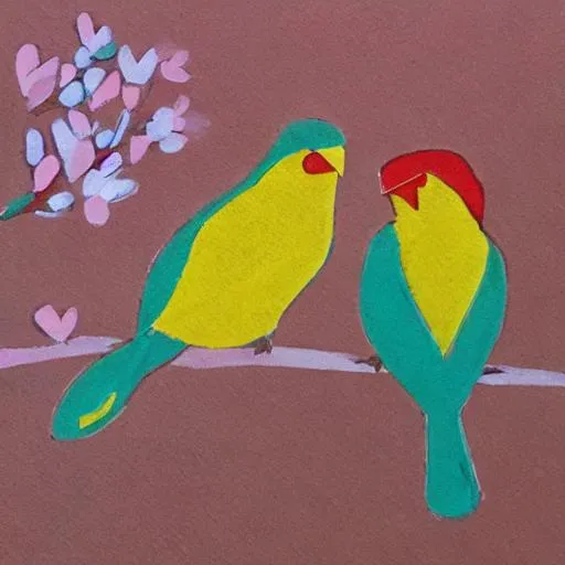 Love Bird Paintings Original Love Birds Painting | This Huge Romantic