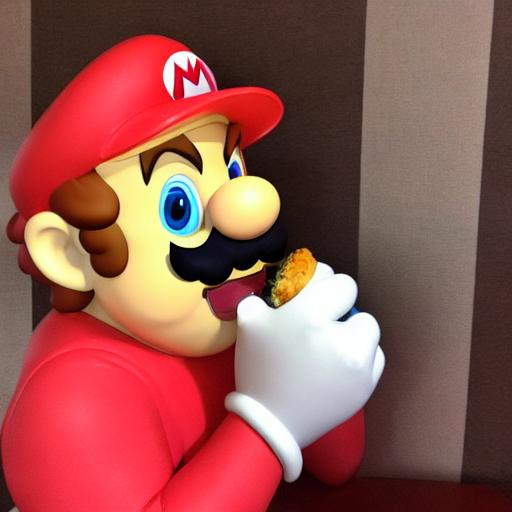 Mario eating cheeseburger | OpenArt