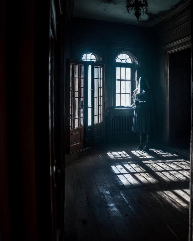 eldritch shadows ghosts in a room of a haunted house