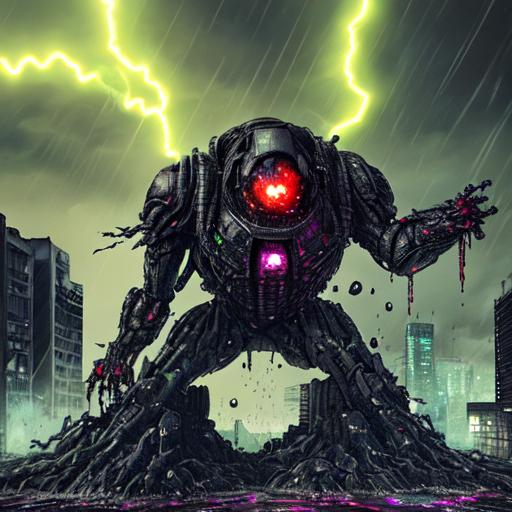 Mutant destroyer suit machine with radioactive gooey...