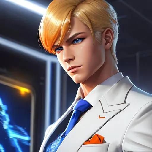 Cyberpunk art, Fred Jones from Scooby Doo, Blonde sh...