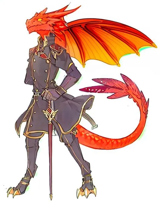 Teenage male noble dragonborn, red scales, Yellow gl...