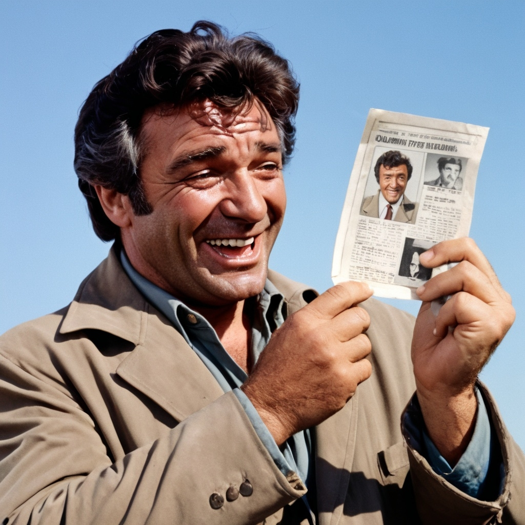 Peter Falk as Columbo, highly detailed. He is solvi...