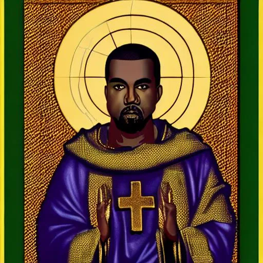 kanye west as an orthodox saint icon made of gold | OpenArt