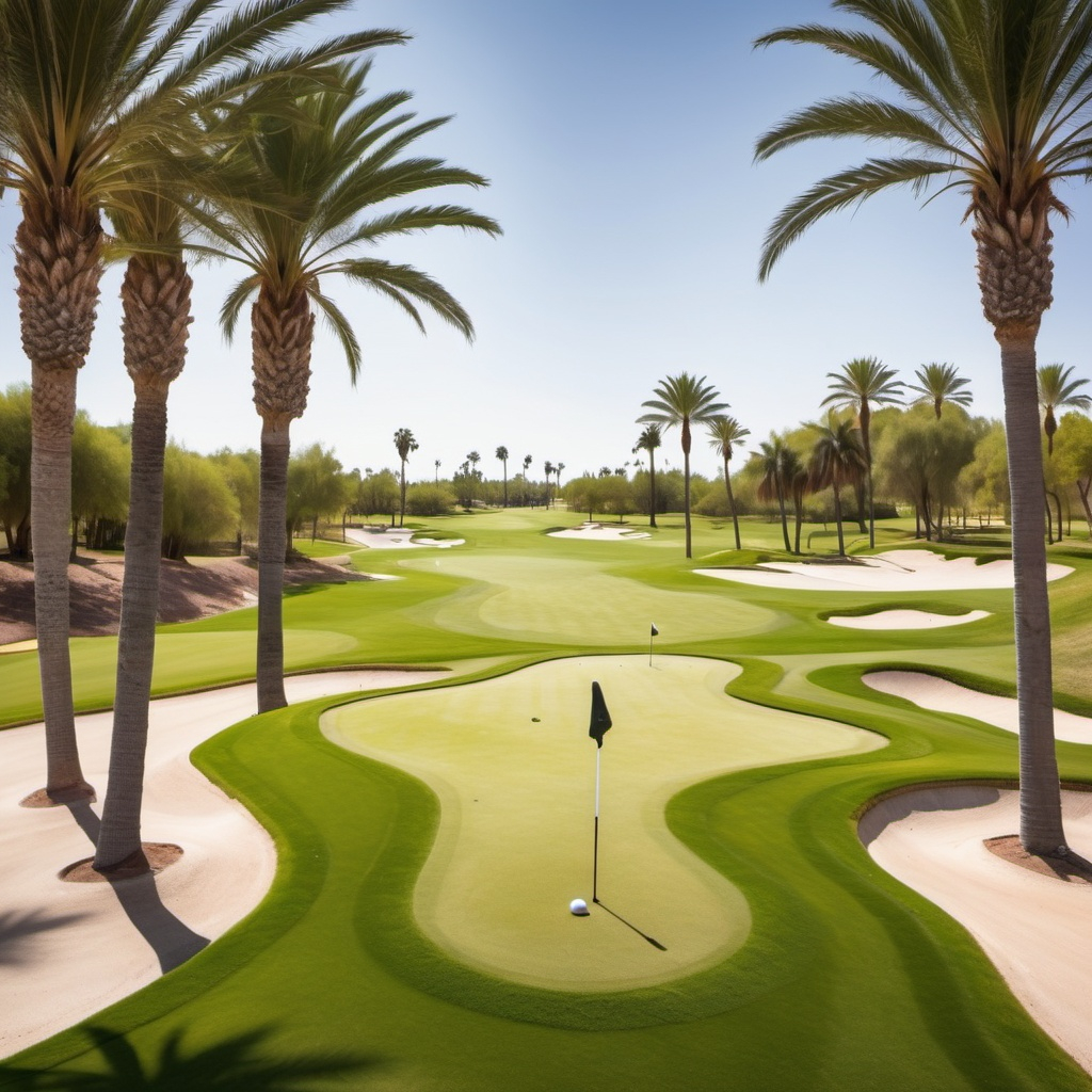 9 hole Golf course with palm trees