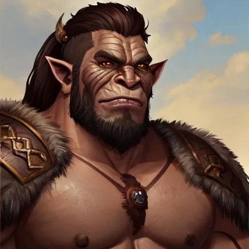 Fantasy Character Concept, Orc Man, Brown Hair, pony...