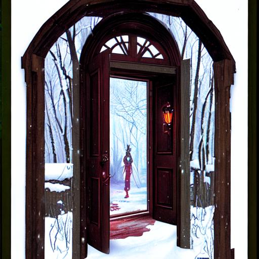 mdjrny-v4 style, open door frame in the middle of sn... | OpenArt