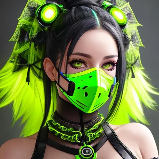 portrait, 18 years old, lime green cyberlox, cyber g...
