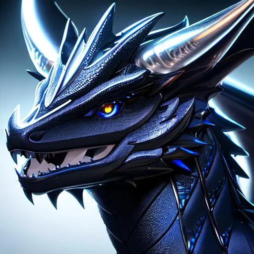 headshot of a smooth black latex textured dragon wit... | OpenArt