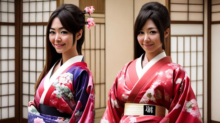 Photo realistic Japanese woman in traditional Japane...
