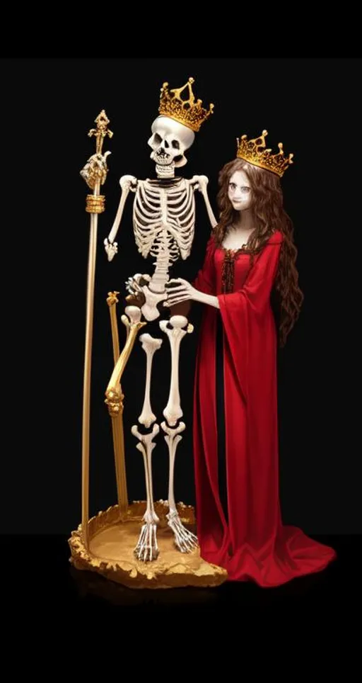 A large sculpture that consists of a human skeleton... | OpenArt