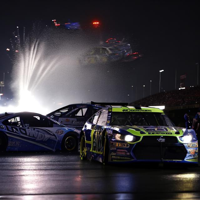 daytona 500 its night its raining spectators everywh...