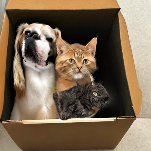cat and dog in a box | OpenArt