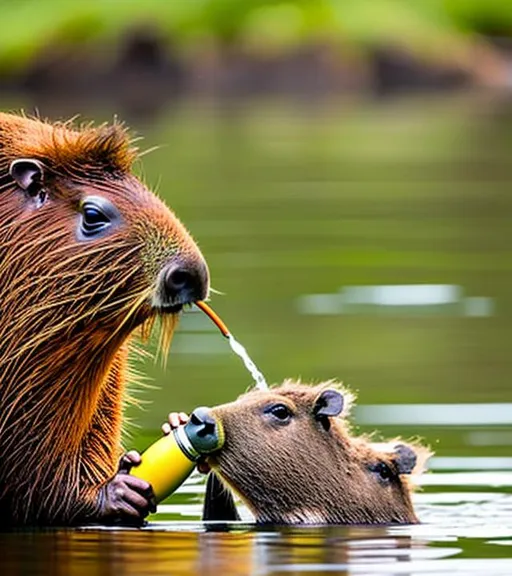 capybara with a pink tutu on a stage with pink conf... | OpenArt
