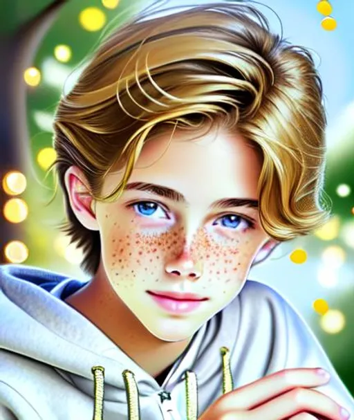 Concept art, digital brush, Beautiful young teen boy... | OpenArt