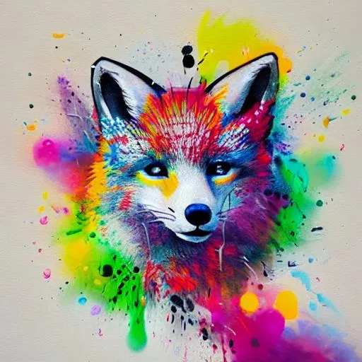 white fox inside an orb graffiti art, splash art, st... | OpenArt