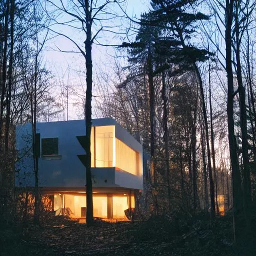 Luxury futuristic deconstructive house in the woods... | OpenArt