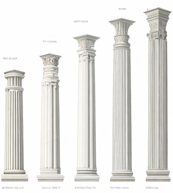Row of columns of increasing height and different st...