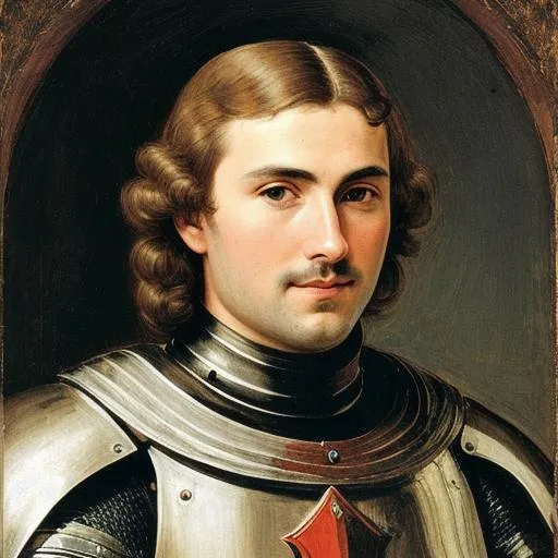 Portrait of a knight posing without his helmet