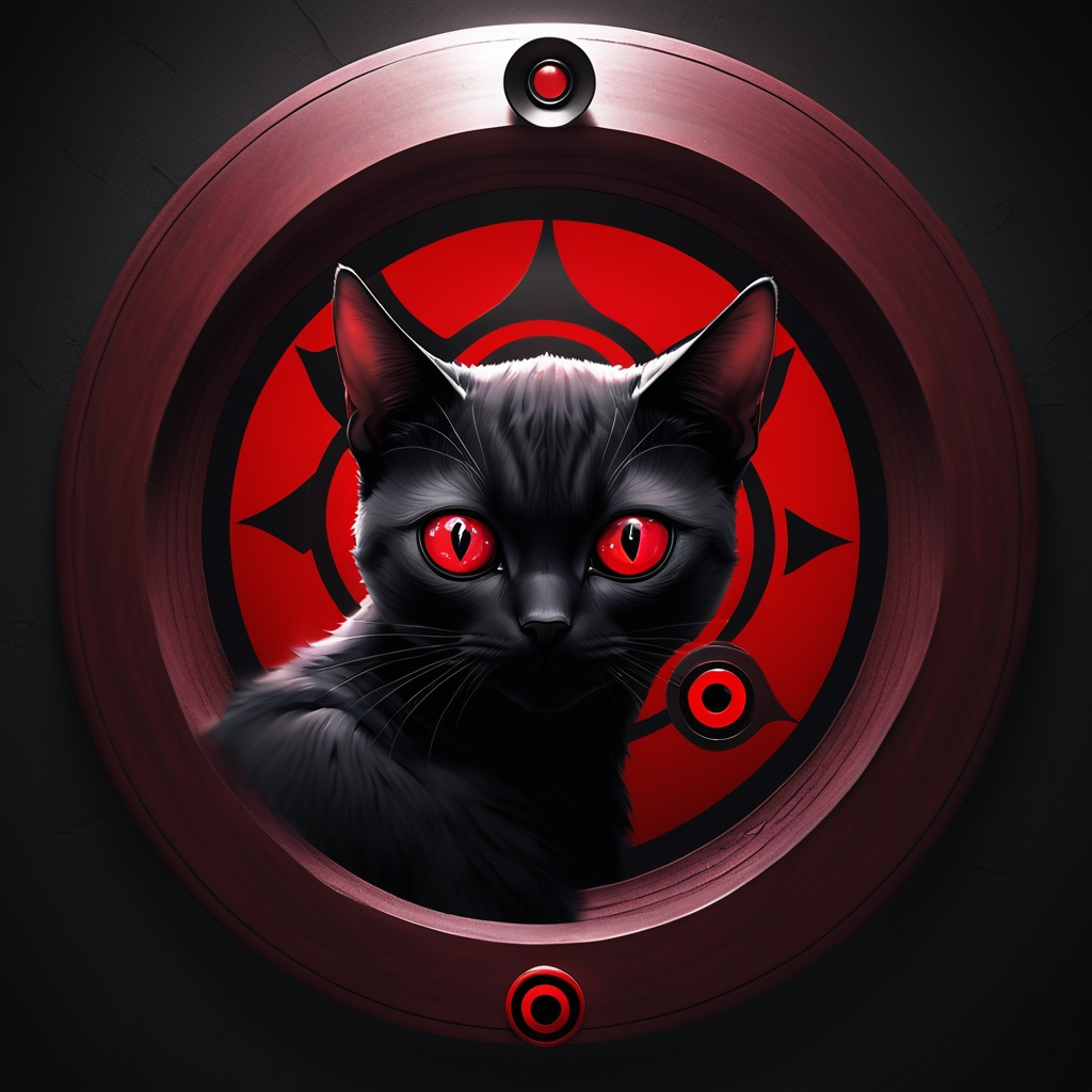black cat whit sharingan