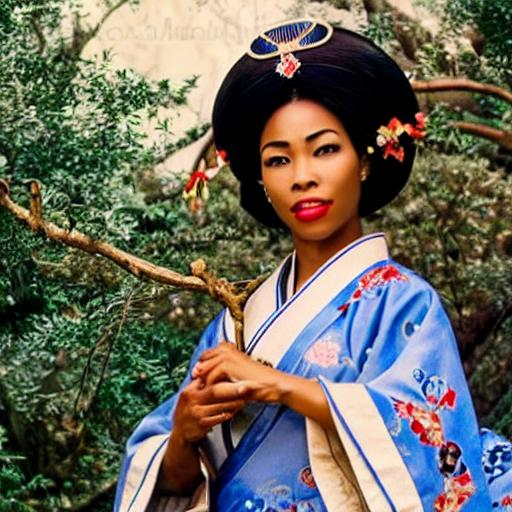 African American geisha in ancient china with a tree... | OpenArt