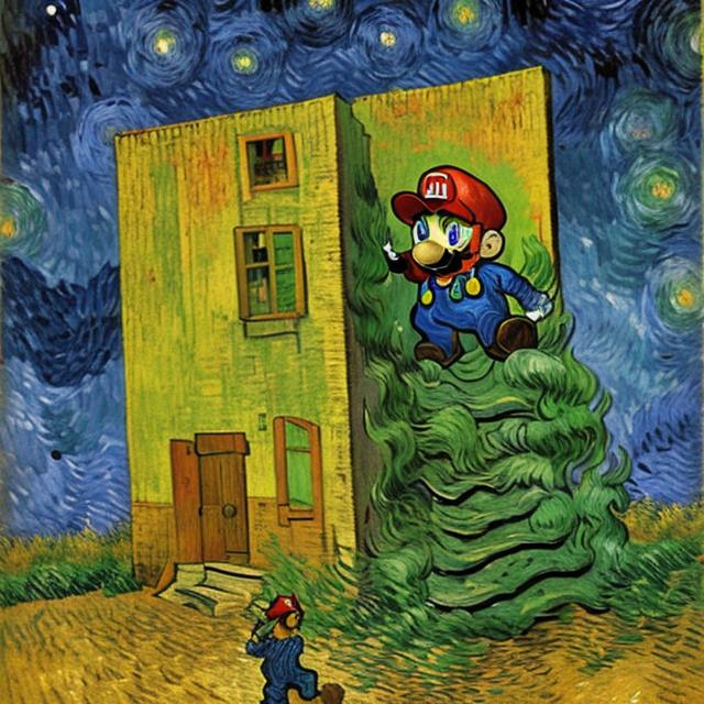 a Vincent van Gogh painting of Super mario 3 | OpenArt