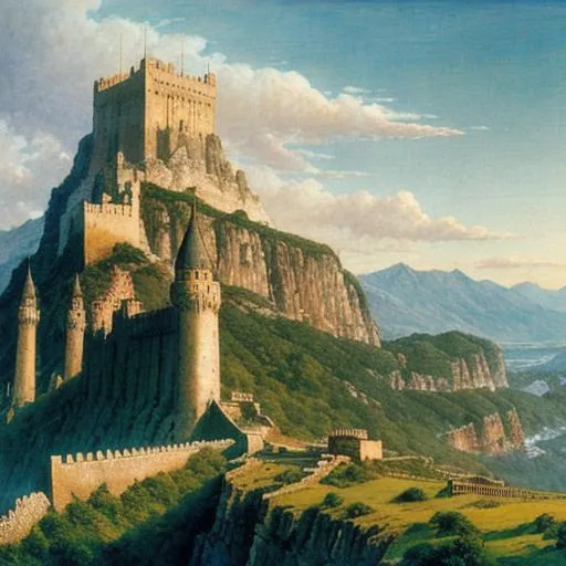 distant overview of intricate eleven citadel, tall a...