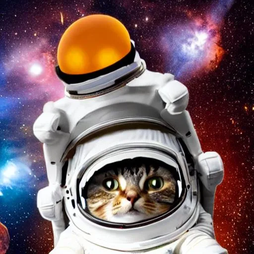 a cat in space wearing a spaceman helmet | OpenArt
