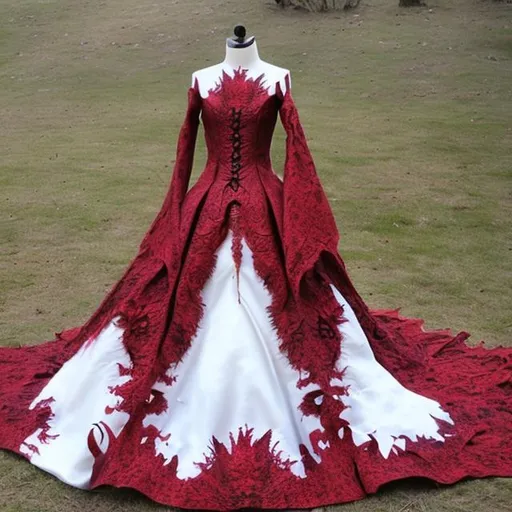 detailed dragon dress, wedding, red, Targaryen bride...