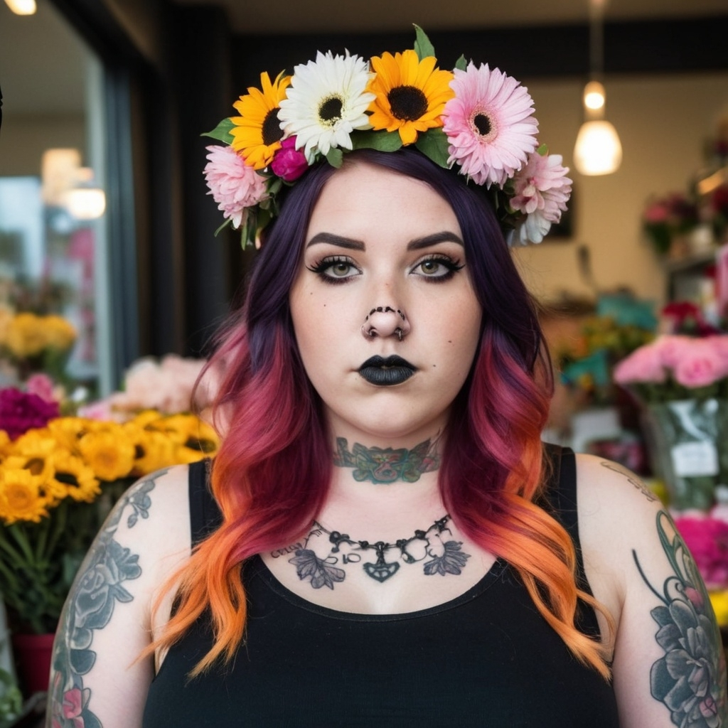 A plus sized 28 year old emo female with dark blonde...