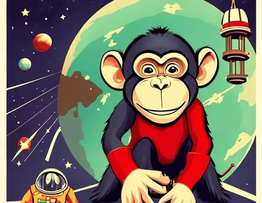 monkey in space soviet cartoon style