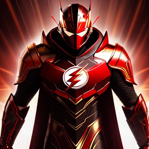 full body shot of Flash in black and red armour styl... | OpenArt