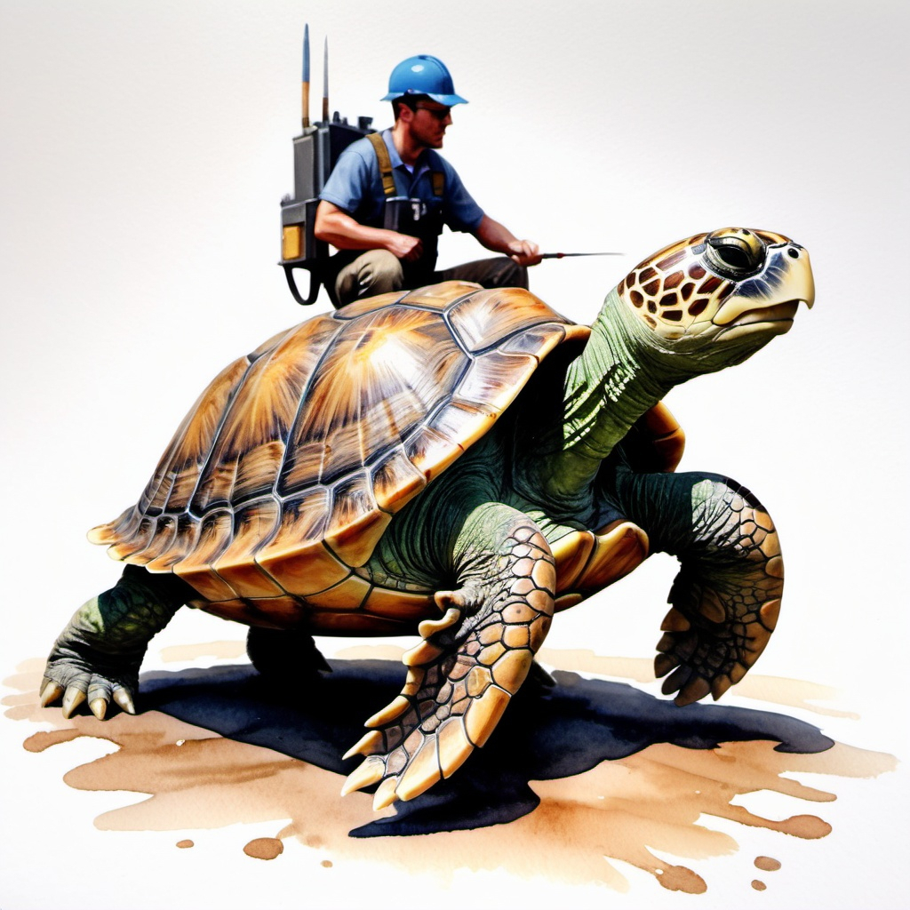 turtle engineer, Watercolor, trending on artstation,...