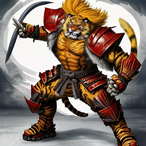 mutant-sabretooth-tiger wearing full-body-samurai-ar... | OpenArt