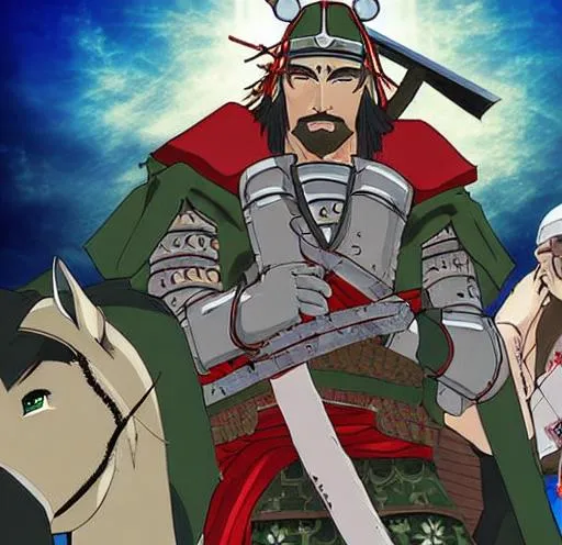 Anime war scene graphic High detail Samurai warrior... | OpenArt