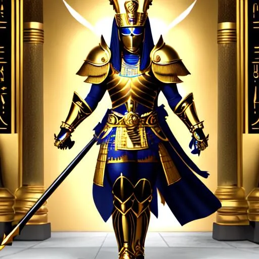 A black and gold skeleton warrior wearing gold and b... | OpenArt