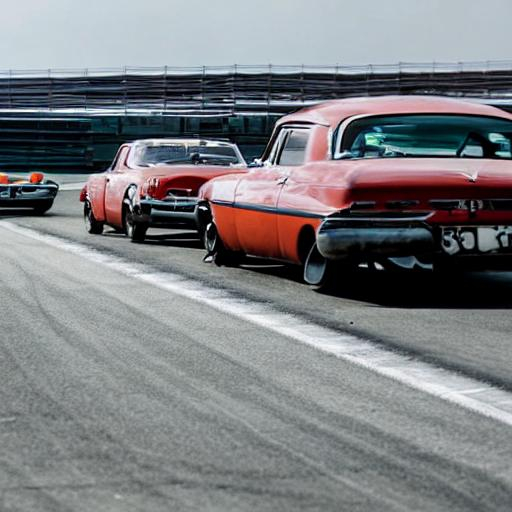old cars on a race track | OpenArt