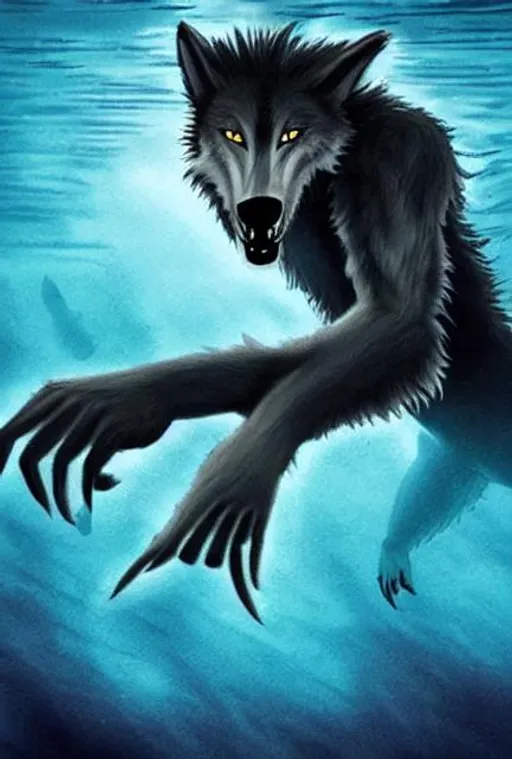 a werewolf swimming underwater | OpenArt