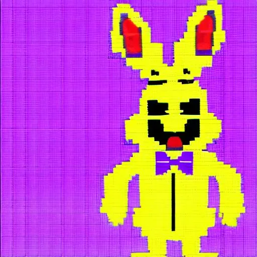 yellow rabbit costume with a purple bowtie pixelated | OpenArt