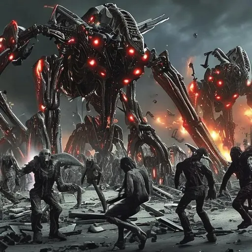 Ultrakill robot, with guns, destroyed city | OpenArt