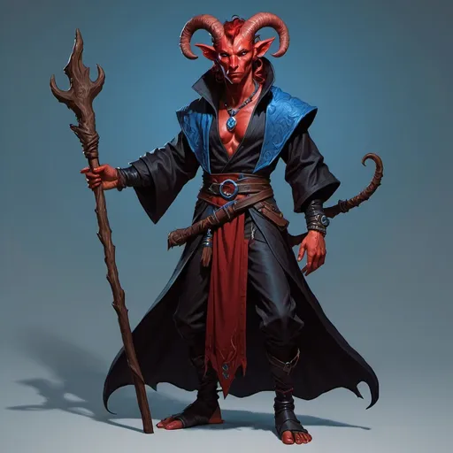 dungeons and dragons red tiefling druid, standing, i...