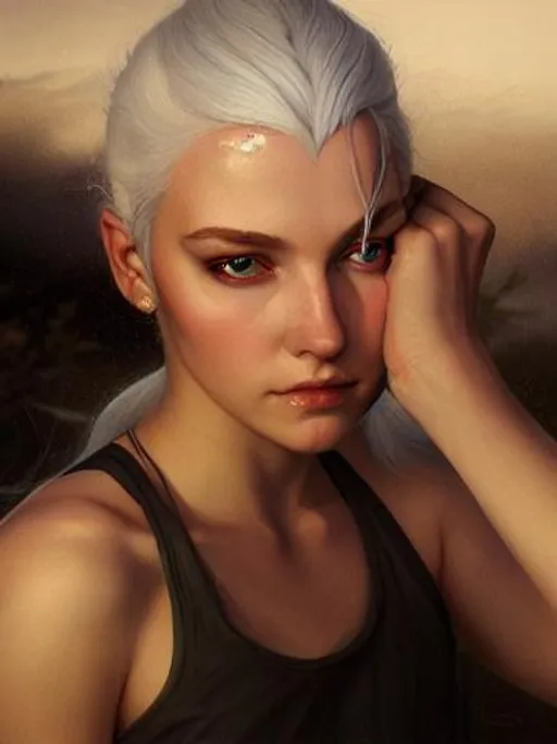 Lucy from cyberpunk edgerunners, white hair, made b... | OpenArt