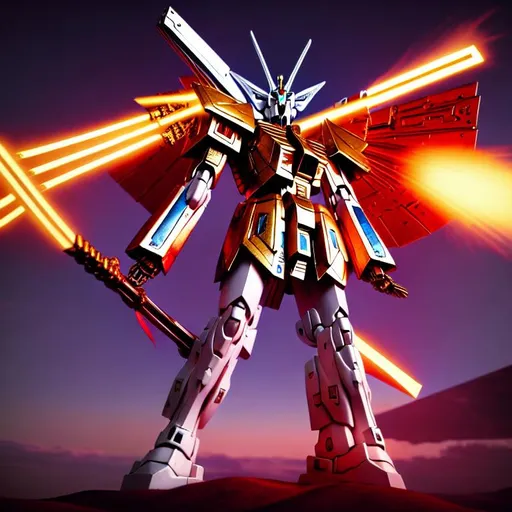 8k, hdr, godly ultimate elaborate gundam holding fir... | OpenArt